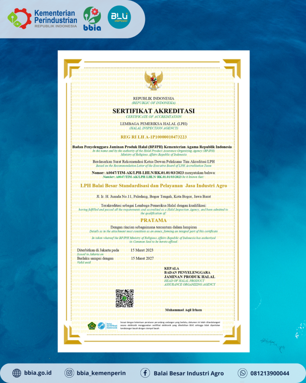 BBSPJIA Terima Sertifikat Akreditasi Halal - BBSPJIA